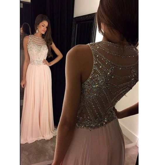 Chiffon Prom Dress,beading Prom Dresses,long Evening Dress,women Dress ...