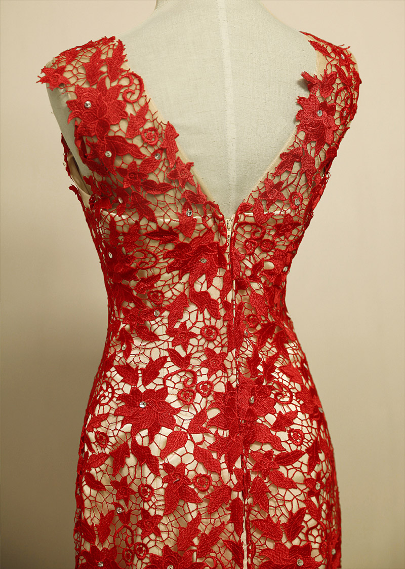 Charming Red Lace Evening Dress,elegant Evening Dresses,formal Evening ...