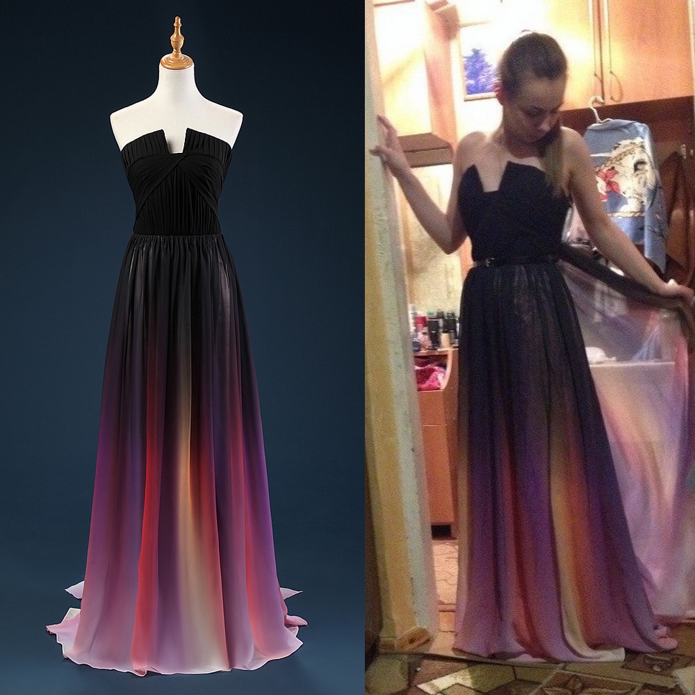 Long Gradient Color Chiffon Prom Dresses Long Evening Party Dress on Luulla